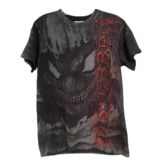 Delta | Shirts | Vintage Disturbed Skull Demon Face Black Red Band T ...